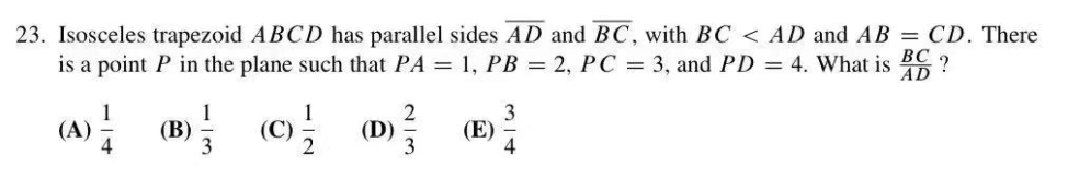 Solved 23. Isosceles trapezoid ABCD has parallel sides AD | Chegg.com
