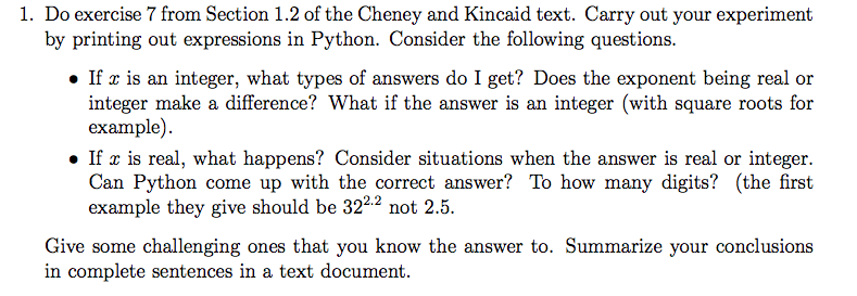 Solved 1. Do exercise 7 from Section 1.2 of the Cheney and | Chegg.com