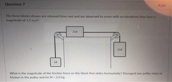 Solved uestion 7 4 pts The three blocks shown are released | Chegg.com