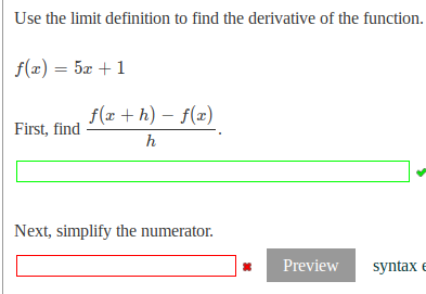 Solved Use the limit definition to find the derivative of | Chegg.com