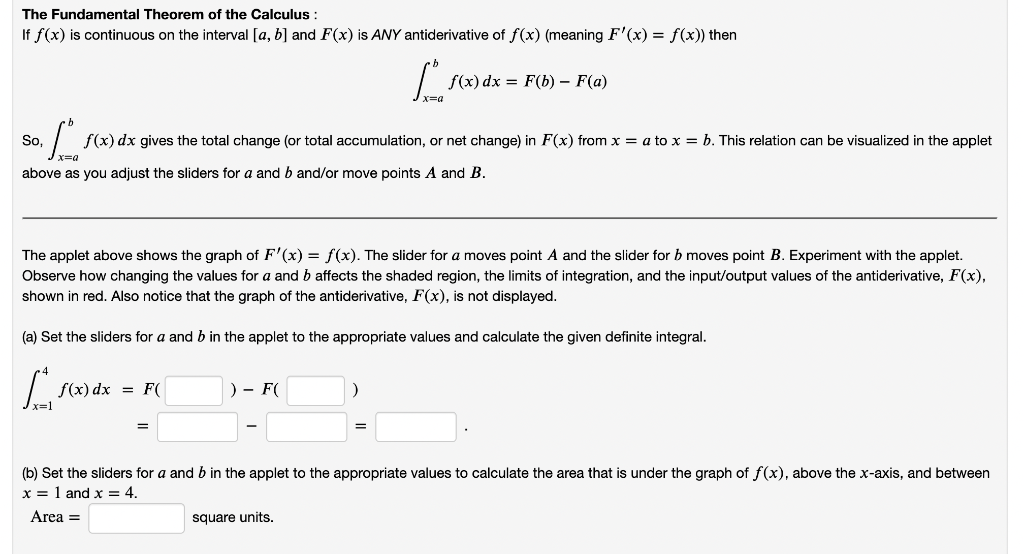 The Fundamental Theorem of the Calculus : If f(x) is | Chegg.com