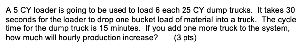Solved A 5 CY loader is going to be used to load 6 each 25 | Chegg.com