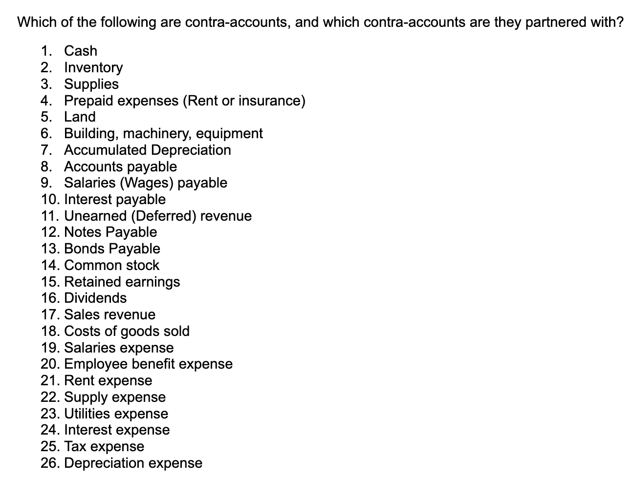 Solved Which of the following are contra-accounts, and which | Chegg.com