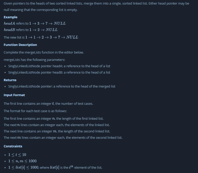 Solved Given pointers to the heads of two sorted linked | Chegg.com