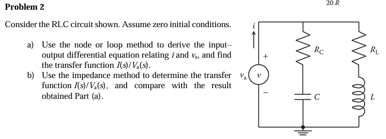 Solved Problem 2Consider the RLC circuit shown. Assume zero | Chegg.com Solved Problem 2Consider the RLC circuit shown. Assume zero | Chegg.com