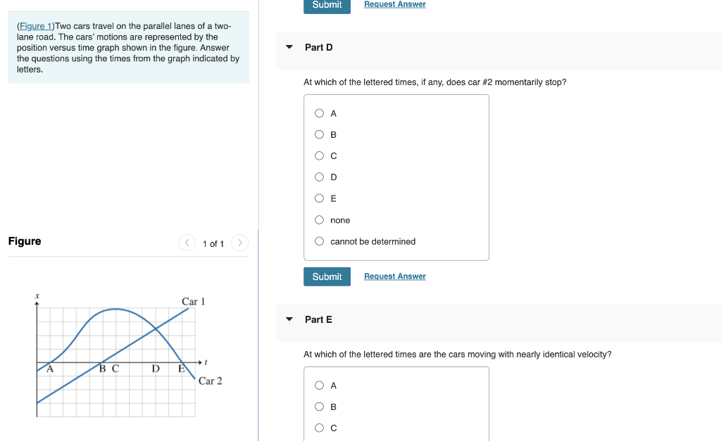 Solved Part B Complete Part C Two graphs for positions of | Chegg.com