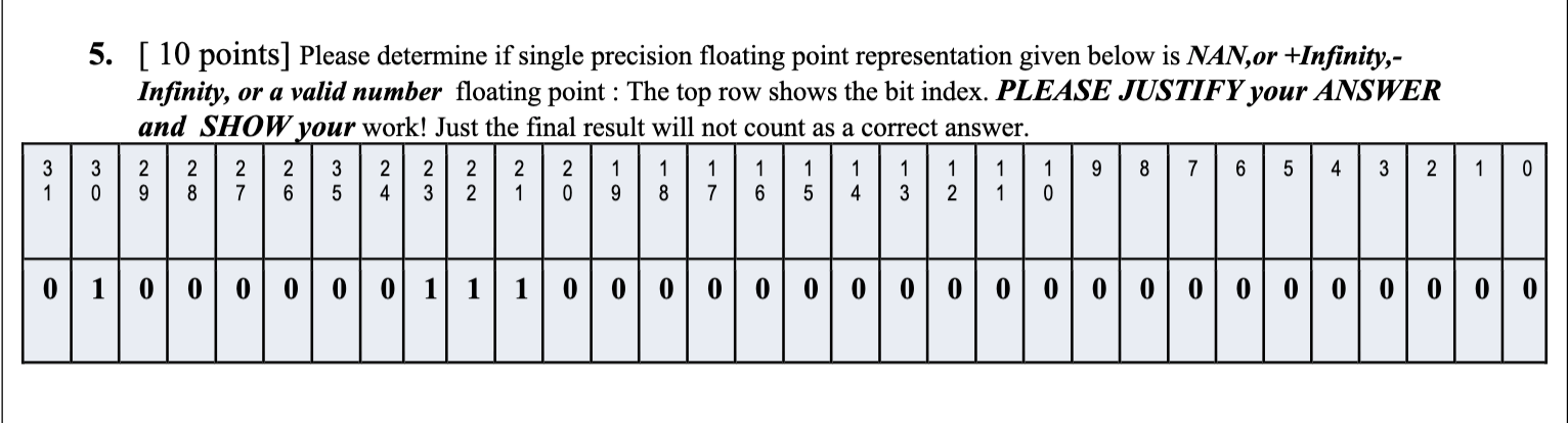 Solved 5. [ 10 points] Please determine if single precision | Chegg.com
