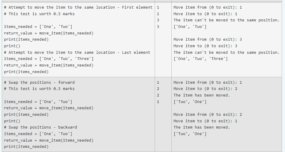 Solved move_item has one mandatory parameter: - items The | Chegg.com