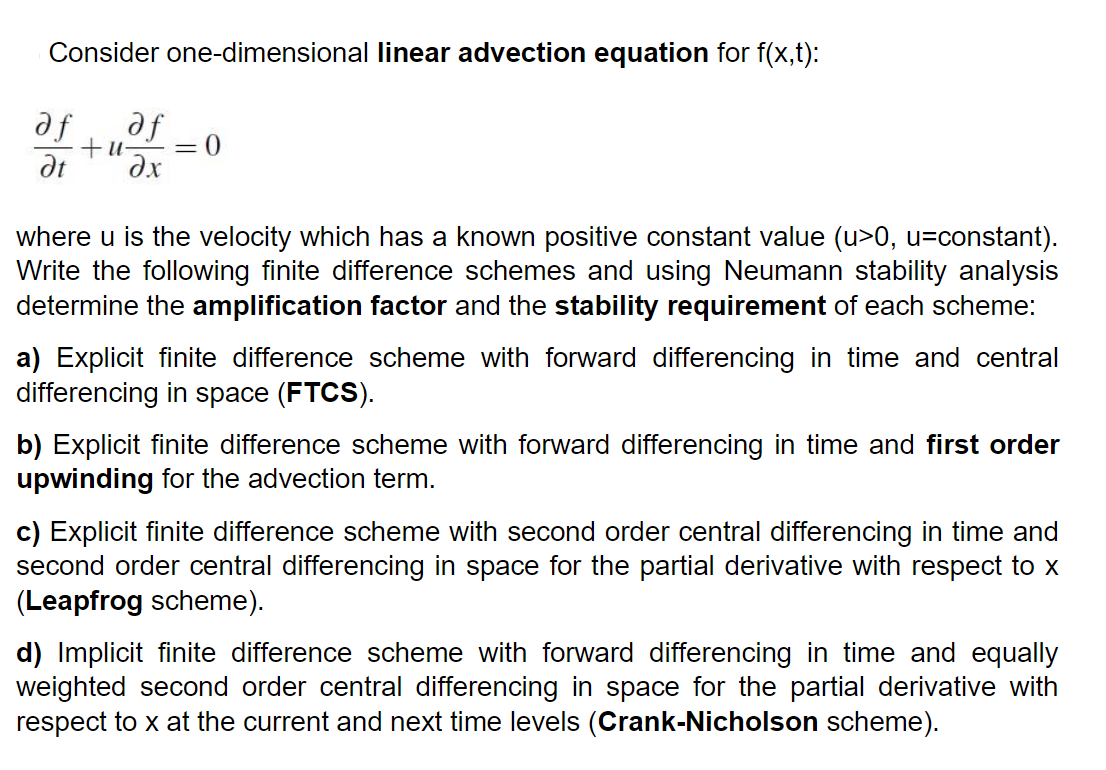 Solved Consider one-dimensional linear advection equation | Chegg.com