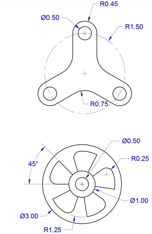 Solved Draw three objects using AutoCAD 1. Set the drawing | Chegg.com