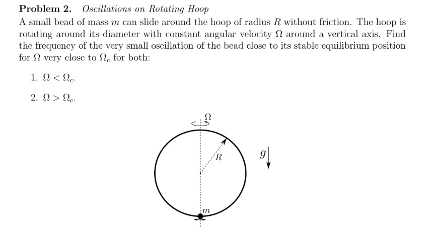 Solved Problem 2. Oscillations Rotating Hoop on A small bead | Chegg.com