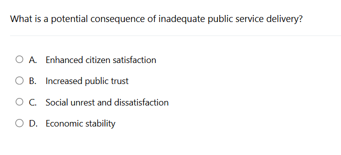 Solved What is a potential consequence of inadequate public | Chegg.com