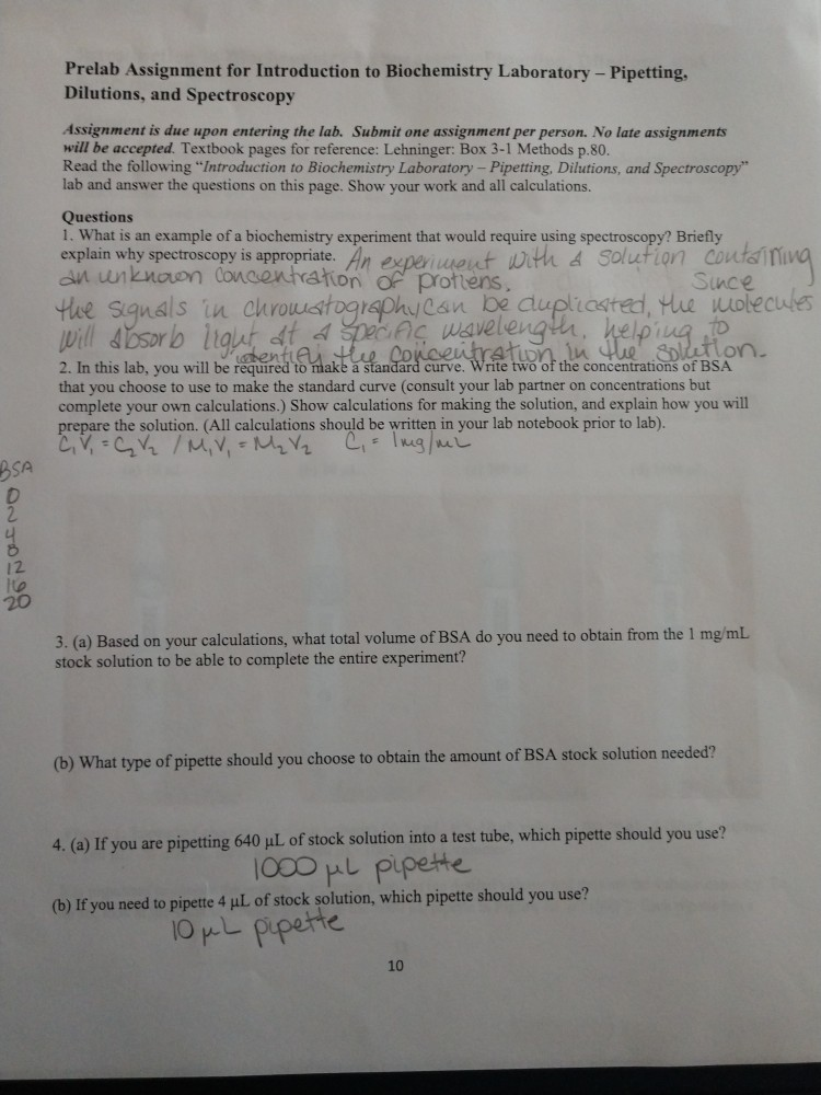 Solved Prelab Assignment for Introduction to Biochemistry | Chegg.com