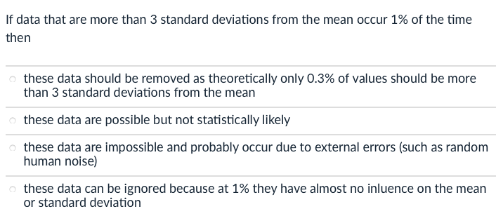 Solved If data that are more than 3 standard deviations from | Chegg.com