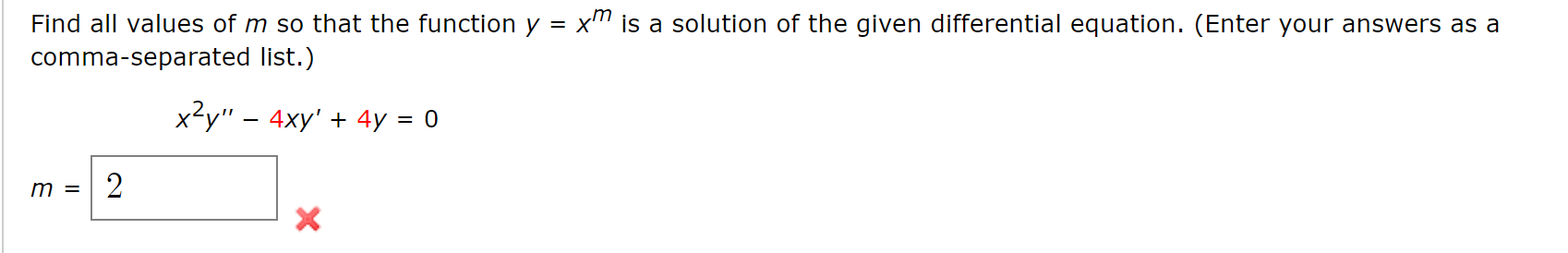Solved Find all values of m so that the function y = xm is a | Chegg.com
