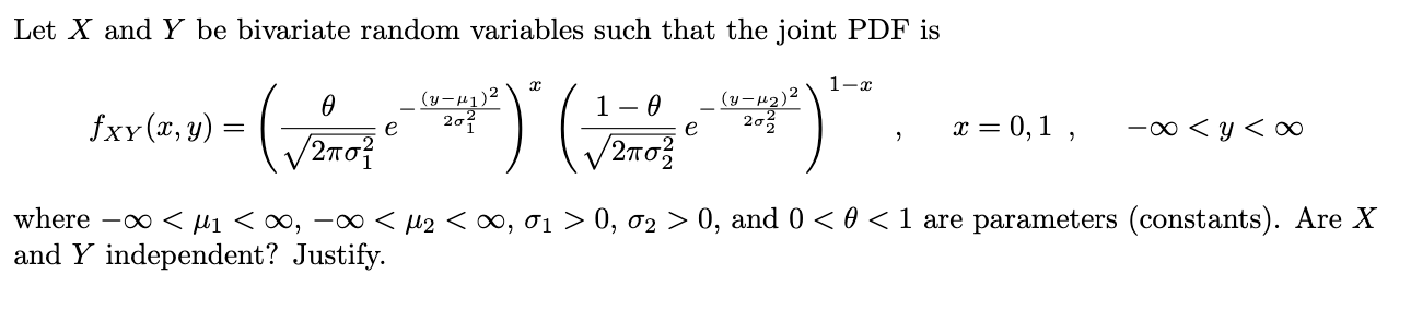 Solved Let X and Y be bivariate random variables such that | Chegg.com