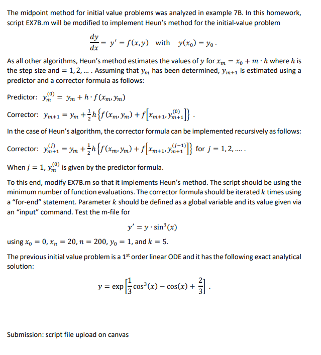 Solved The midpoint method for initial value problems was | Chegg.com