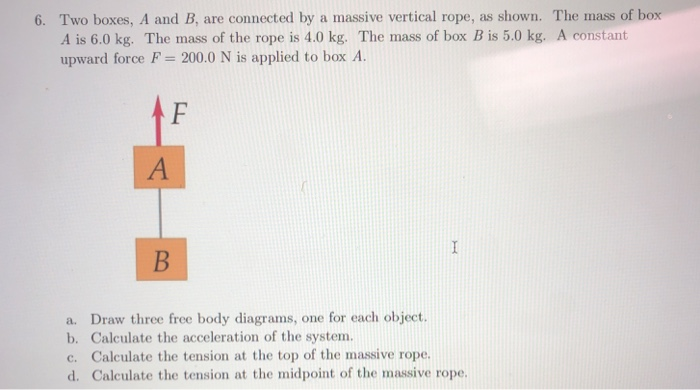 Solved 6. Two boxes, A and B, are connected by a massive | Chegg.com