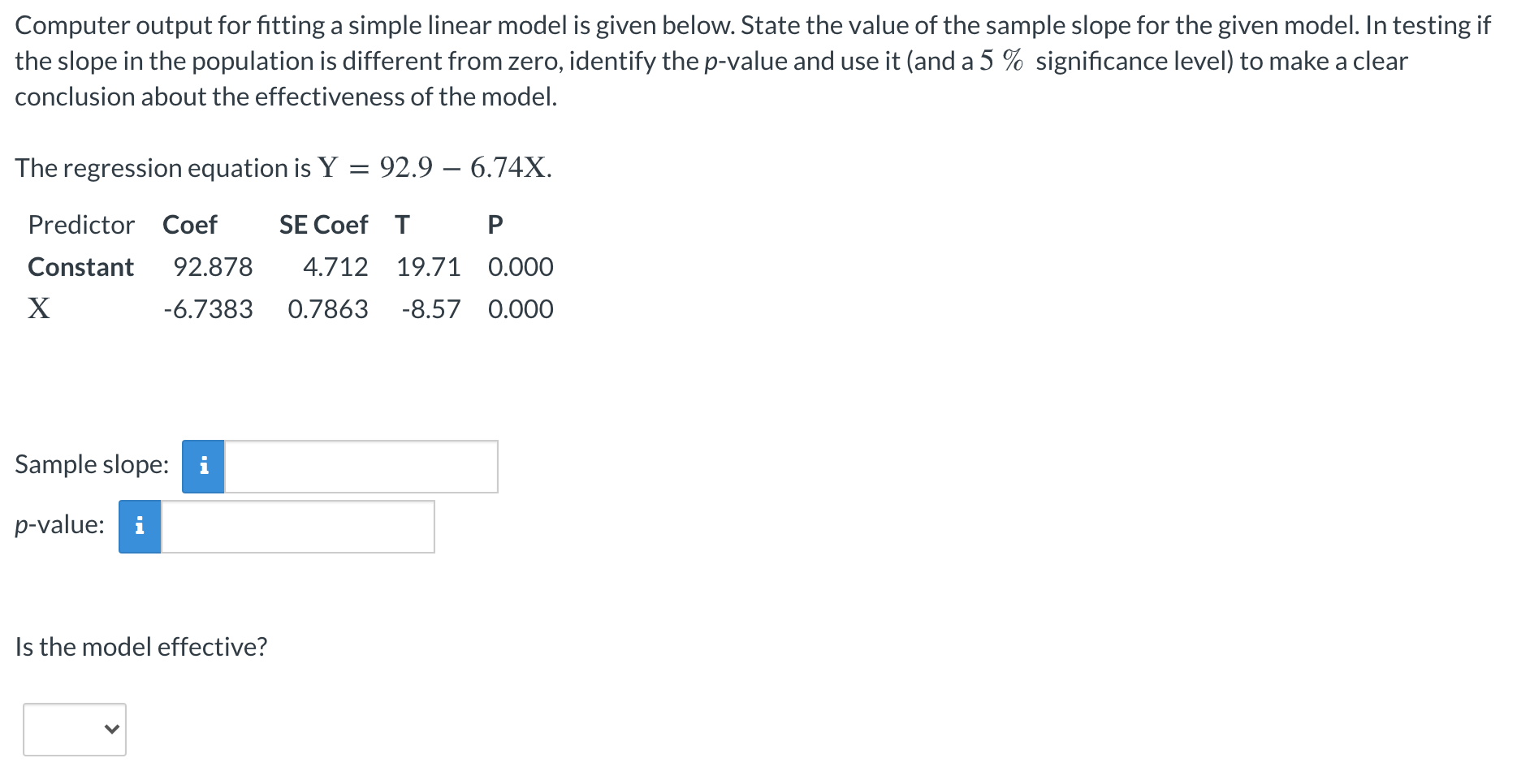 Solved Computer output for fitting a simple linear model is | Chegg.com