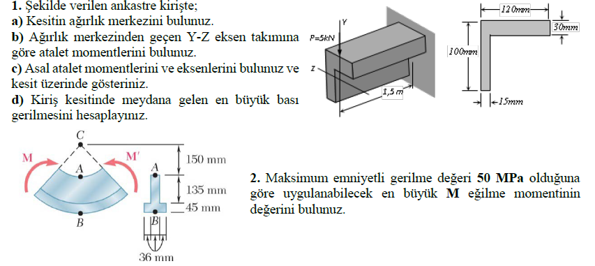 1. Şekilde verilen ankastre kirişte; a) Kesitin | Chegg.com