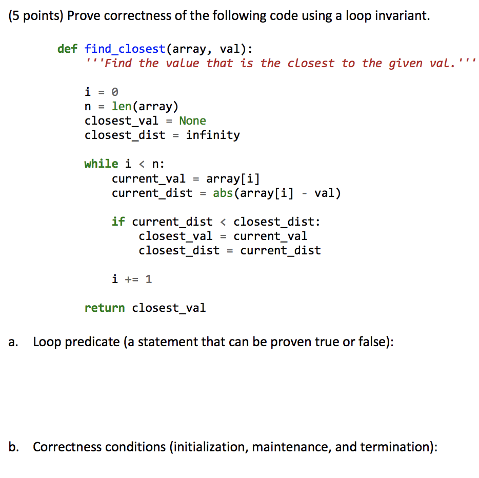 Solved (5 points) Prove correctness of the following code | Chegg.com