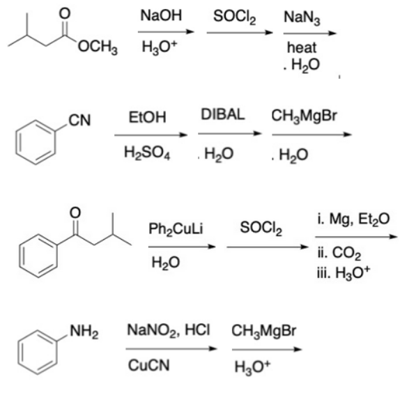 Solved NaOH SOCI2 NaNz ОСН, НО* heat .H20 CN EtOH DIBAL | Chegg.com