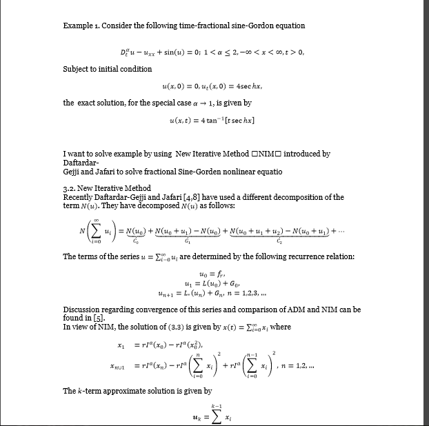 Example 1 Consider The Following Time Fractional