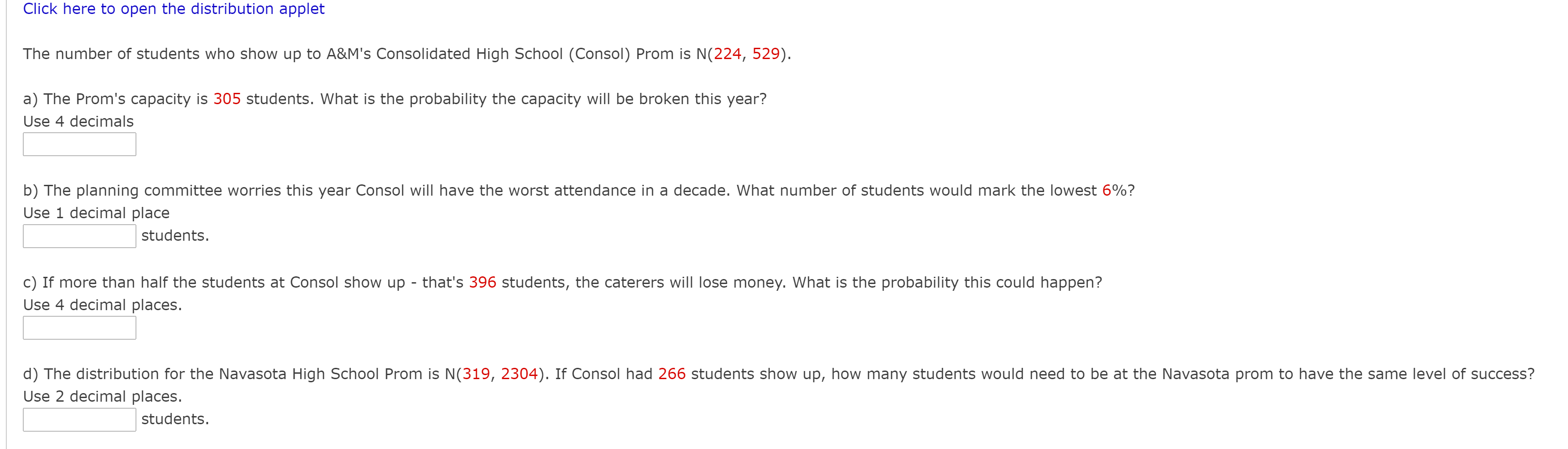 Solved Click here to open the distribution applet The number | Chegg.com