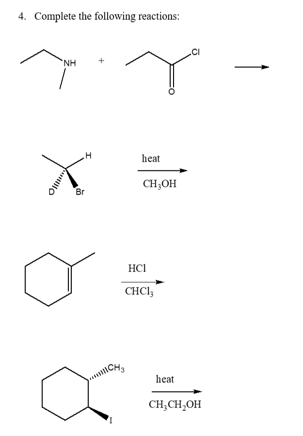 Solved 4. Complete the following reactions: CH3CH2OH heat | Chegg.com