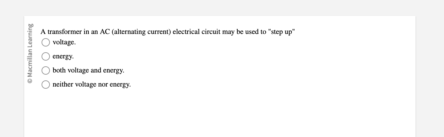 Solved A transformer in an AC (alternating current) | Chegg.com