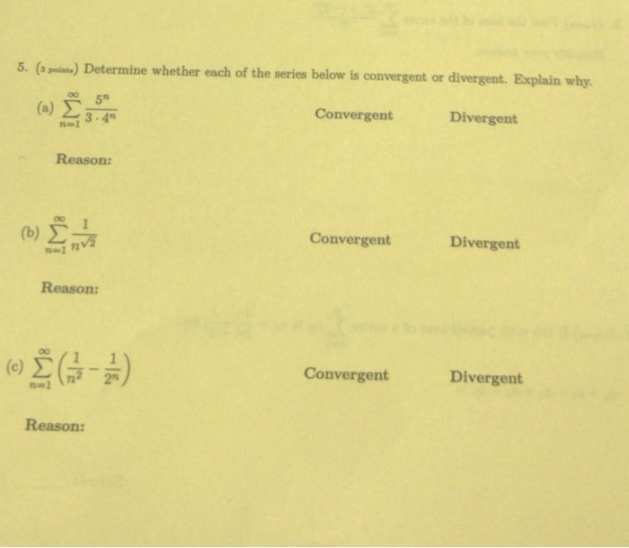 Solved 5 (n) Determine whether each of the series below is | Chegg.com