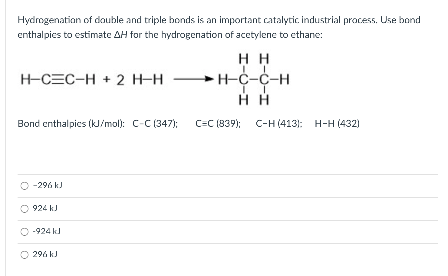 Solved Hydrogenation of double and triple bonds is an | Chegg.com