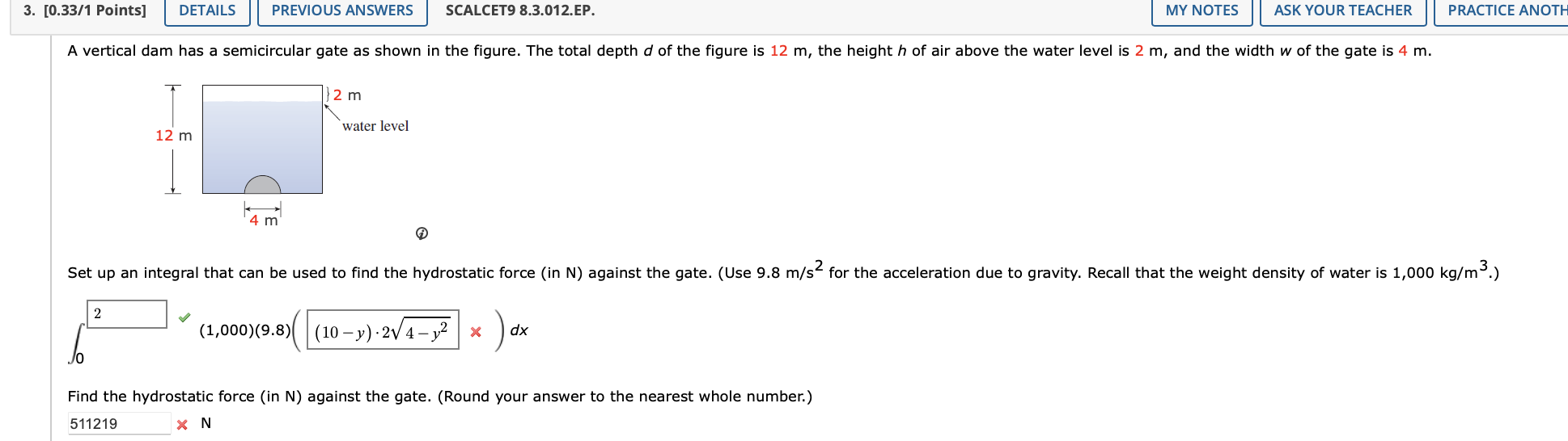 Solved D ∫0(1,000)(9.8)(x)dx Find the hydrostatic force (in | Chegg.com