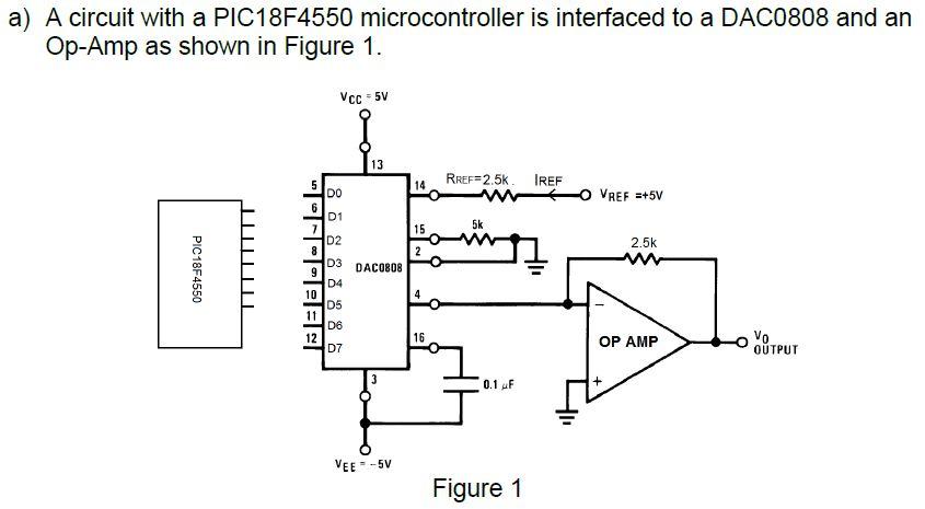 Solved a) A circuit with a PIC18F4550 microcontroller is | Chegg.com