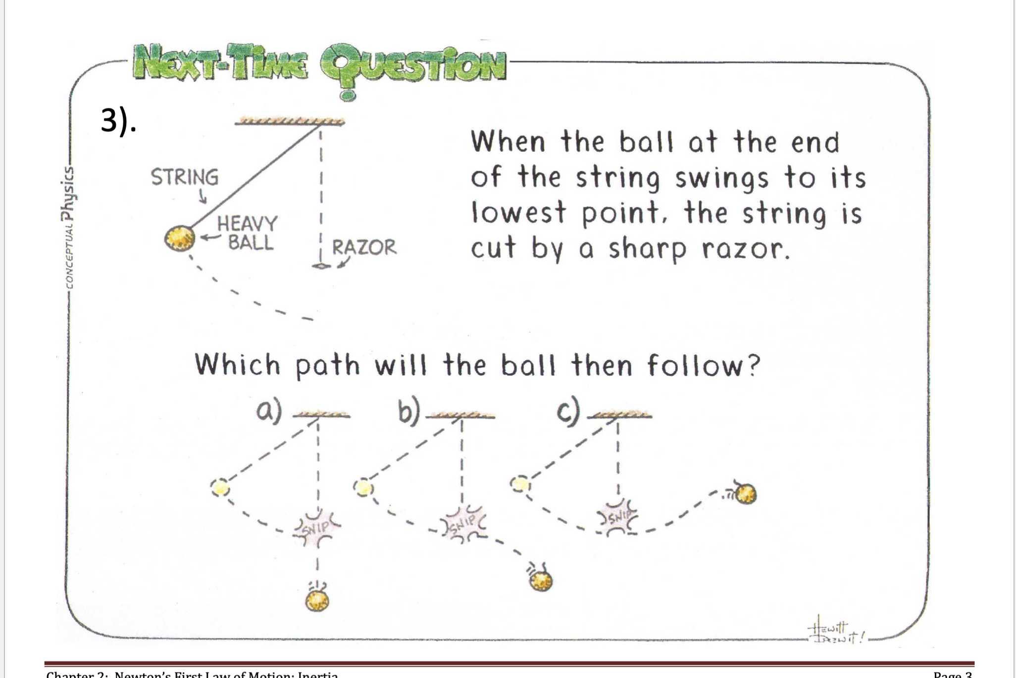 Solved When the ball at the end of the string swings to its | Chegg.com