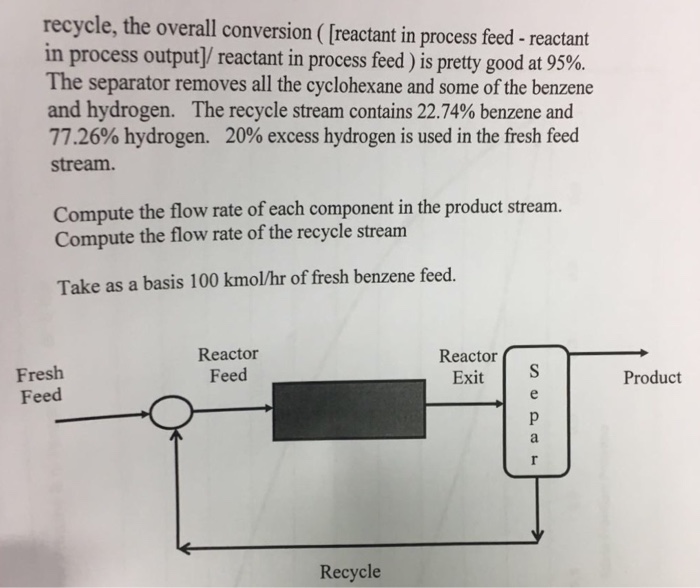 Solved recycle, the overall conversion ([reactant in process | Chegg.com