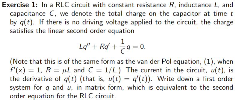 Solved Exercise 1: In a RLC circuit with constant resistance | Chegg.com