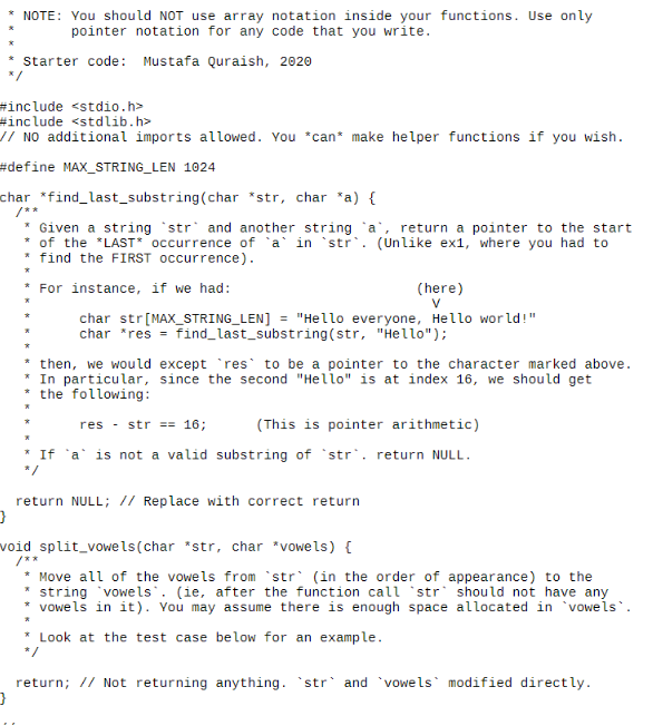Solved NOTE: You should NOT use array notation inside your | Chegg.com