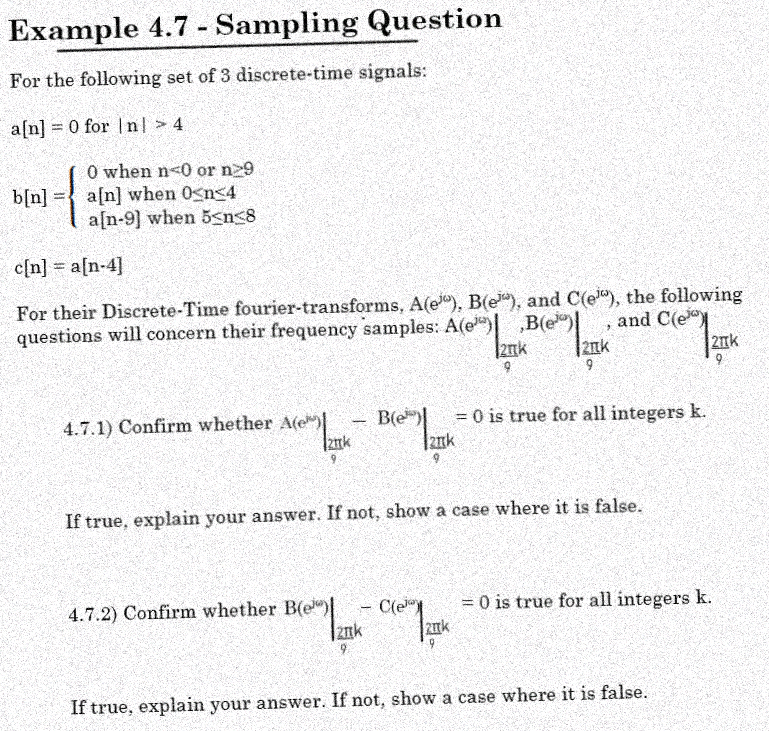 Solved Example 4.7 - Sampling Question For the following set | Chegg.com