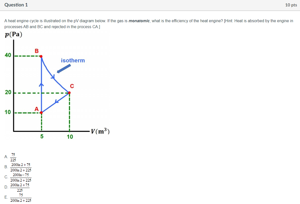 Solved Question 1 10 pts A heat engine cycle is illustrated | Chegg.com