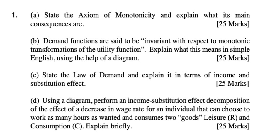 Solved (a) ﻿State the Axiom of Monotonicity and explain what | Chegg.com