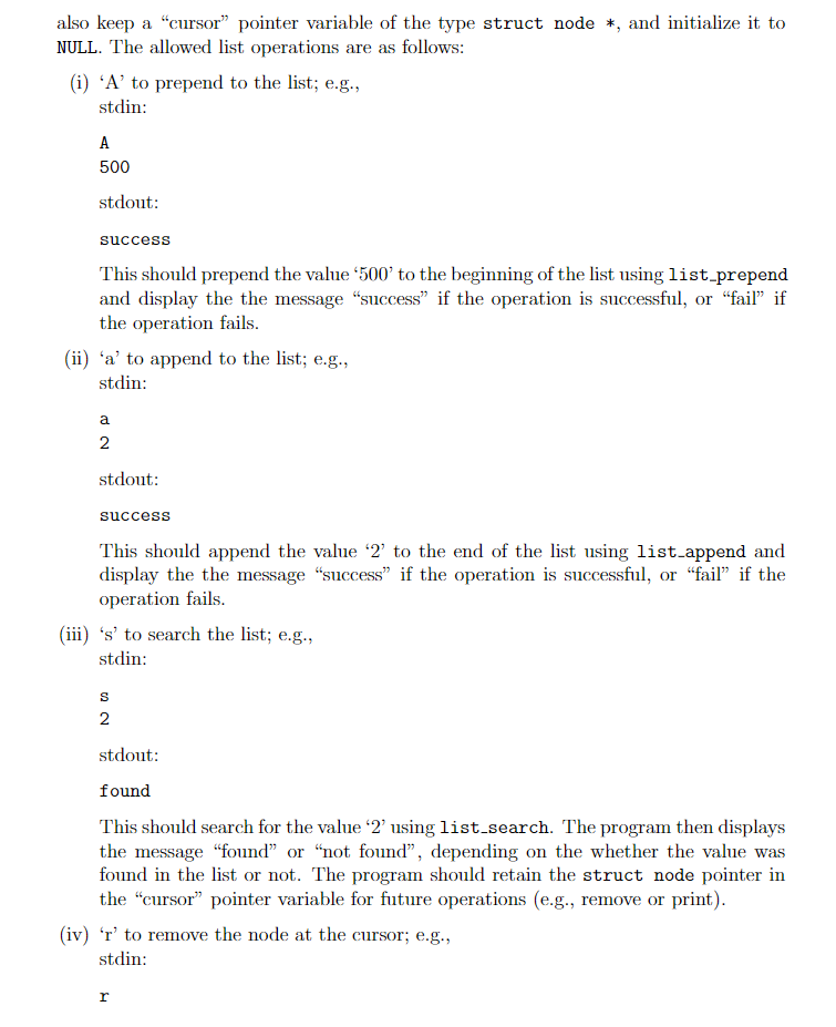 Solved stdout: success This removes the node that the | Chegg.com