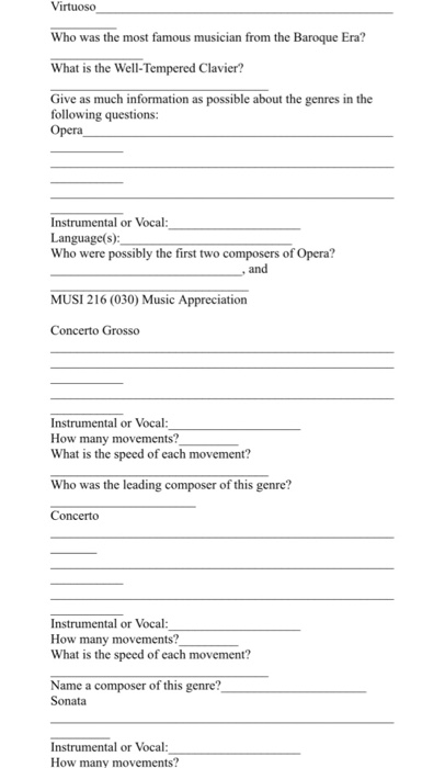 Solved Baroque Period Assignment Please read Unit III and do | Chegg.com