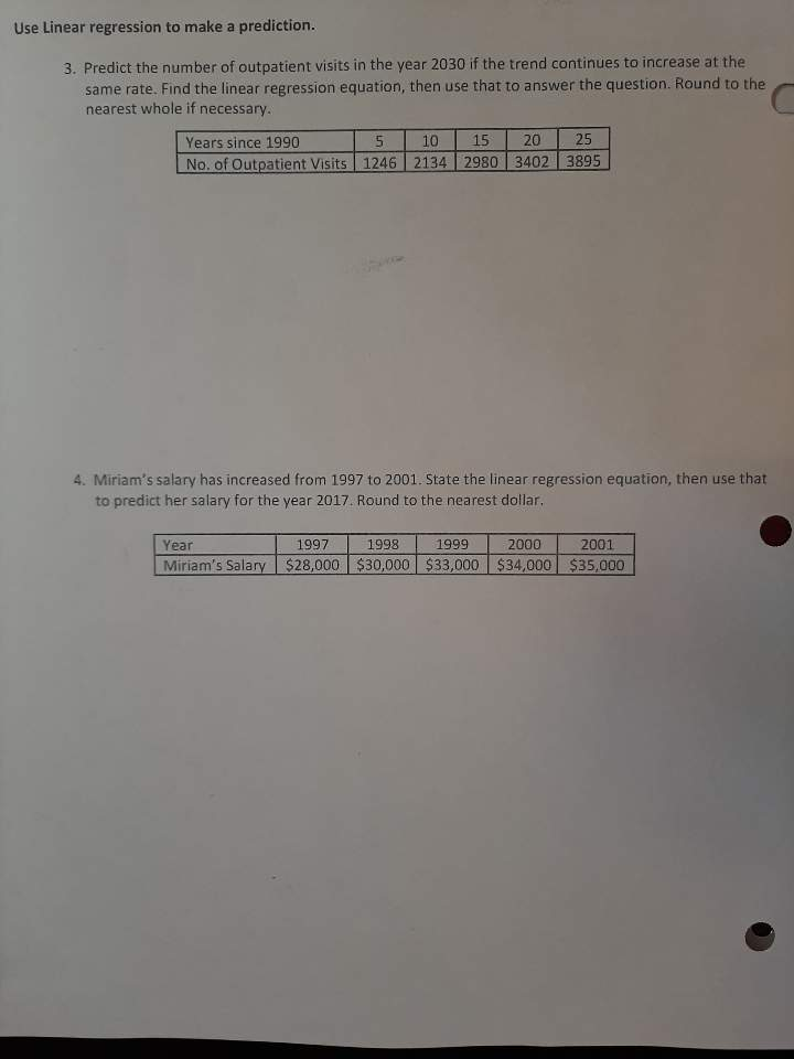 Solved Linear Regression - Homework State a linear | Chegg.com