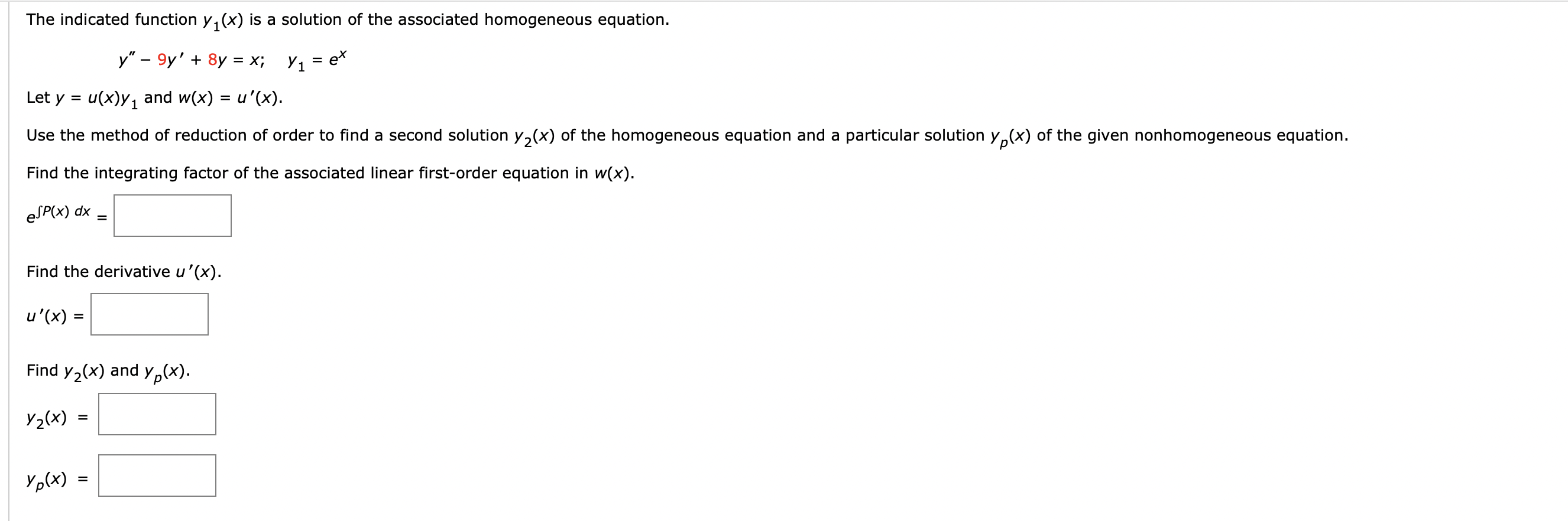 Solved The indicated function y1(x) is a solution of the | Chegg.com