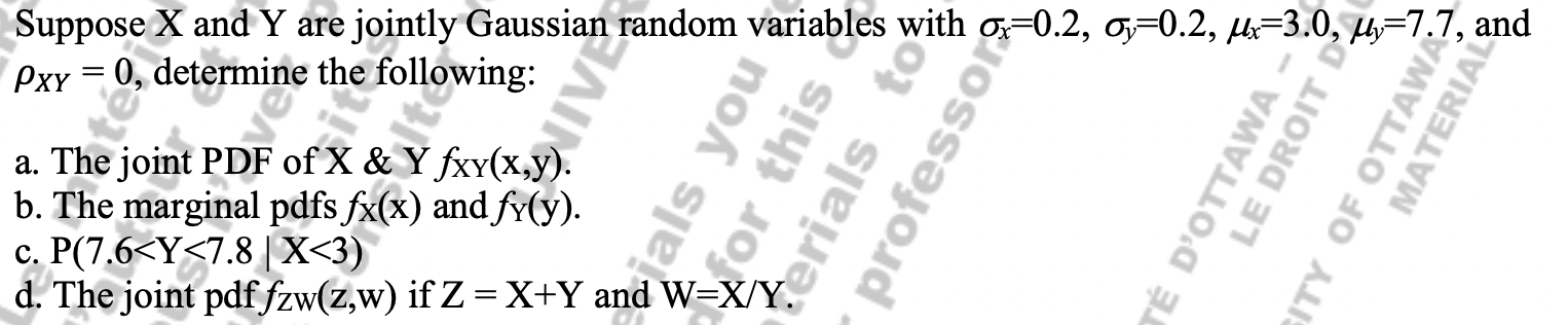 Solved Suppose X and Y are jointly Gaussian random variables | Chegg.com