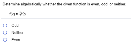 Solved Determine algebraically whether the given function is | Chegg.com