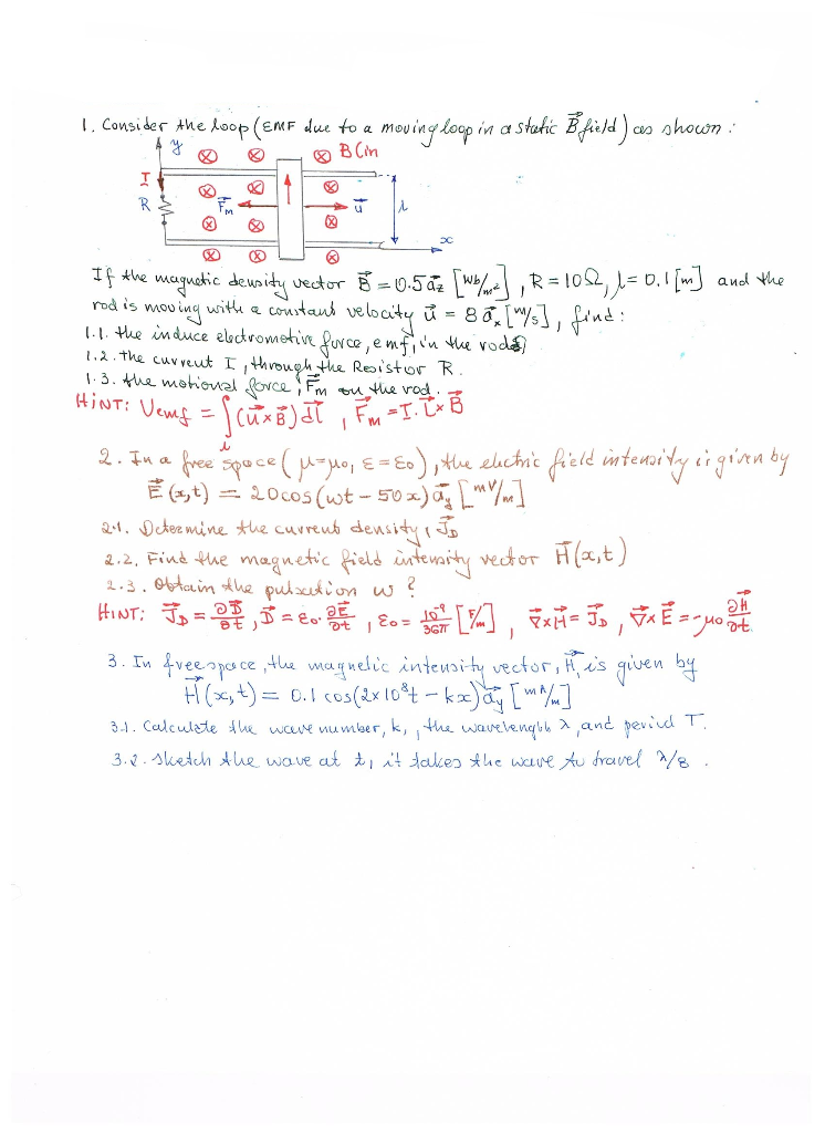 Solved shown 1. Consider the loop (EMF due to a moving loop | Chegg.com