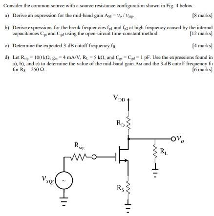 Solved Consider the common source with a source resistance | Chegg.com