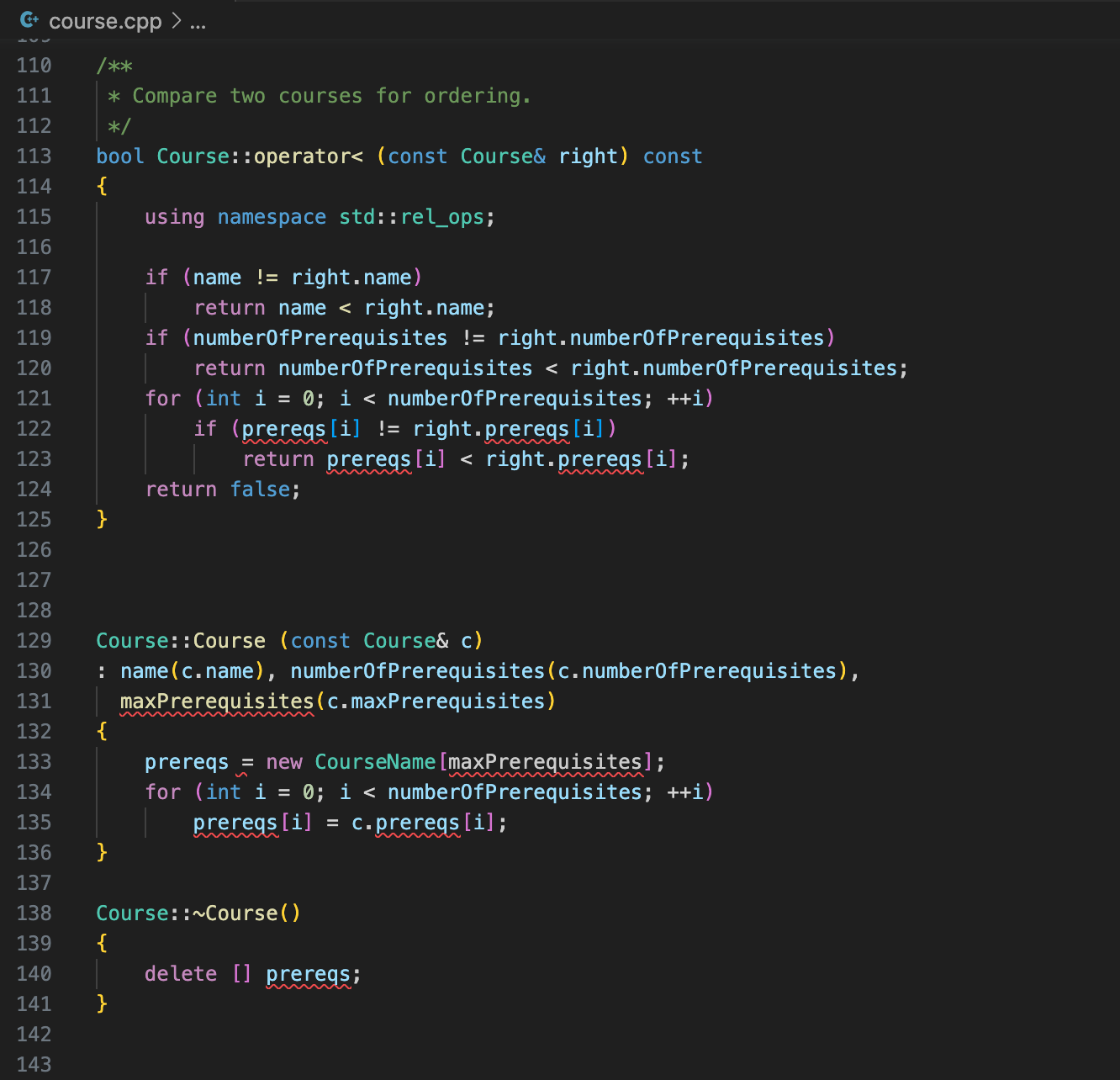 Solved course.cpp >… \#include "course.h" \#include | Chegg.com